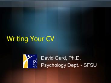 PPT – Writing Your CV PowerPoint presentation | free to view - id ...