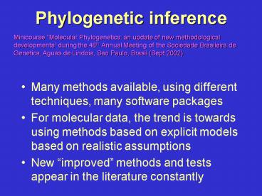 PPT – Phylogenetic inference PowerPoint presentation | free to view ...