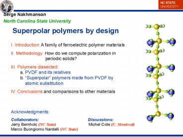 I. Introduction: A family of ferroelectric polymer materials ...