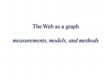 The Web as a graph presentation | free to view