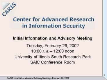 Initial Information and Advisory Meeting presentation | free to view