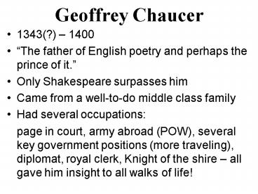Geoffrey Chaucer presentation | free to view