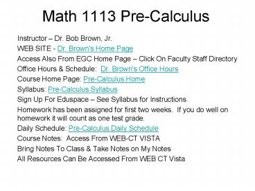 Math 1113 PreCalculus presentation | free to view