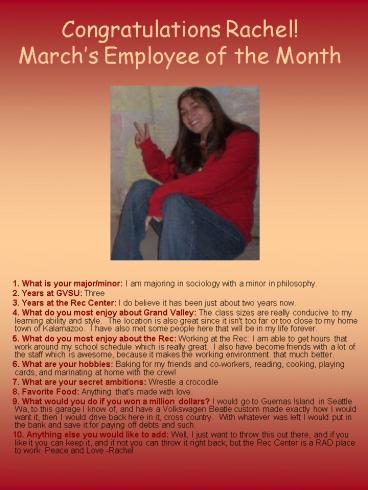 PPT – Congratulations Rachel Marchs Employee of the Month PowerPoint ...