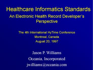 Healthcare Informatics Standards presentation | free to download