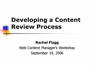 Developing a Content Review Process presentation | free to view