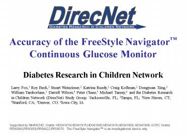 PPT – Accuracy of the FreeStyle Navigator Continuous Glucose Monitor ...