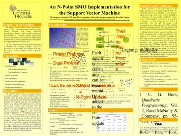 An NPoint SMO Implementation for the Support Vector Machine presentation | free to view