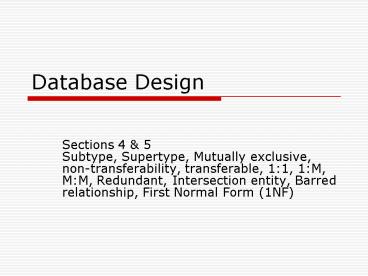 PPT – Database Design PowerPoint presentation | free to view - id ...