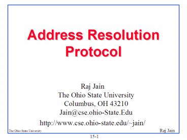 Address Resolution Protocol presentation | free to view