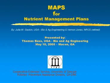MAPS for Nutrient Management Plans presentation | free to view