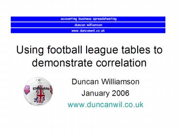 Using football league tables to demonstrate correlation presentation ...