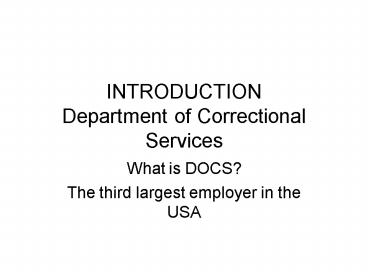 INTRODUCTION Department of Correctional Services presentation | free to ...