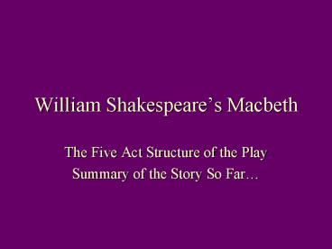 William Shakespeares Macbeth presentation | free to view