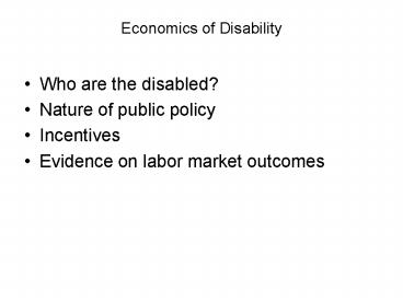 PPT – Economics of Disability PowerPoint presentation | free to view ...