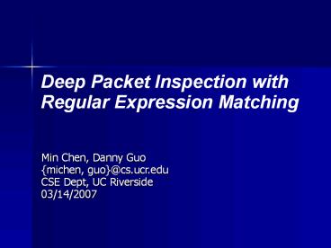 Deep Packet Inspection with presentation | free to download