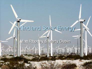 Wind and Solar Energy presentation | free to view