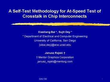A SelfTest Methodology for AtSpeed Test of Crosstalk in Chip ...