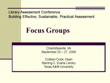 Focus Groups presentation | free to view