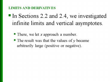 PPT – In Sections 2.2 and 2.4, we investigated infinite limits and ...