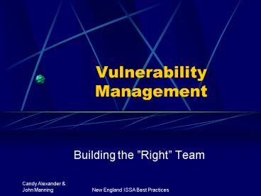 Vulnerability Management presentation | free to view