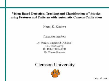 Vision-Based Detection, Tracking and Classification of Vehicles using Features and Patterns with ...