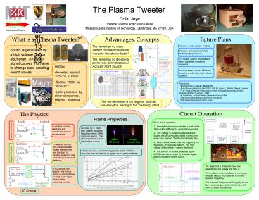 The Plasma Tweeter presentation | free to view