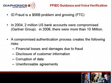 FFIEC Guidance and Voice Verification presentation | free to view