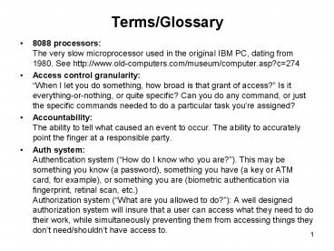 Terms/Glossary presentation | free to view