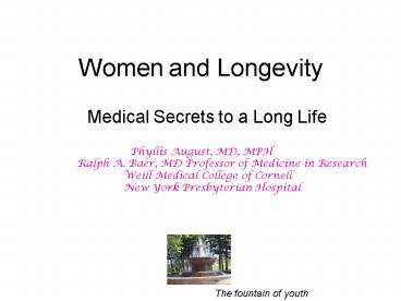 Women and Longevity presentation | free to view