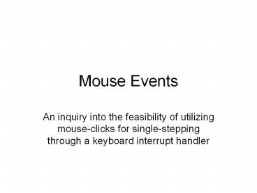 Mouse Events presentation | free to download