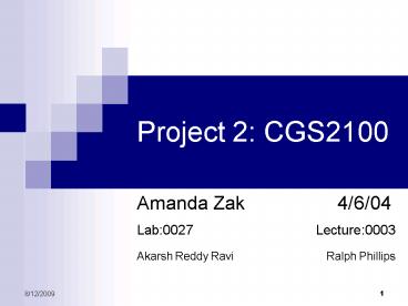PPT – Project 2: CGS2100 PowerPoint presentation | free to view - id ...
