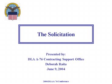 The Solicitation presentation | free to view