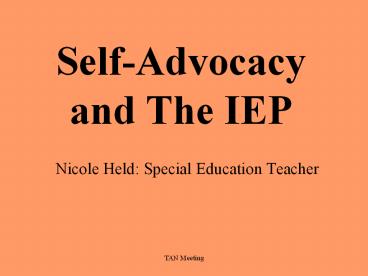 Self-Advocacy and The IEP presentation | free to view