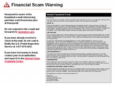 PPT – Financial Scam Warning PowerPoint presentation | free to download ...