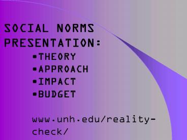 SOCIAL NORMS PRESENTATION: presentation | free to view