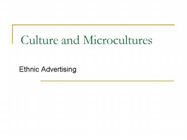 Culture and Microcultures presentation | free to download