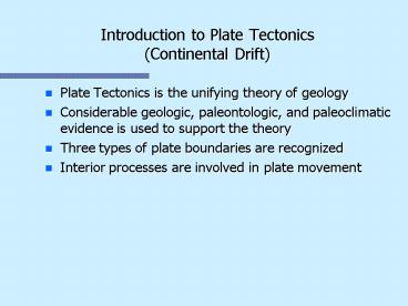 Introduction to Plate Tectonics Continental Drift presentation | free ...