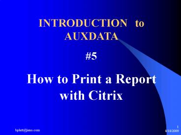 INTRODUCTION to AUXDATA presentation | free to view