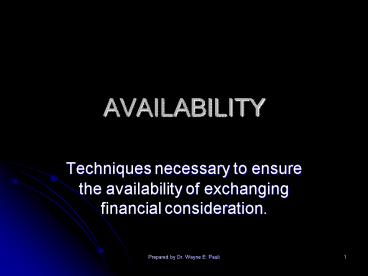 AVAILABILITY presentation | free to view