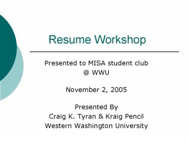 PPT – Resume Workshop PowerPoint presentation | free to view - id ...