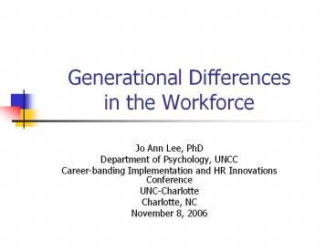 Generational Differences in the Workforce presentation | free to view