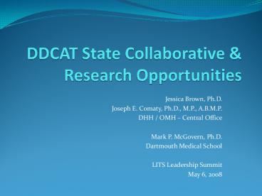 DDCAT State Collaborative presentation | free to view