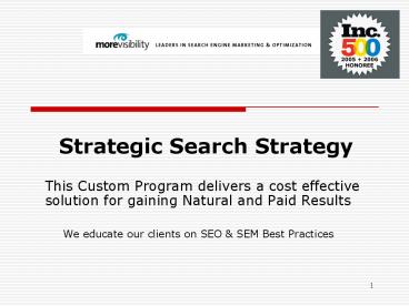 Strategic Search Strategy presentation | free to view