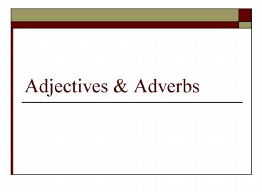 Adjectives presentation | free to view