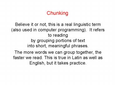 Chunking presentation | free to view