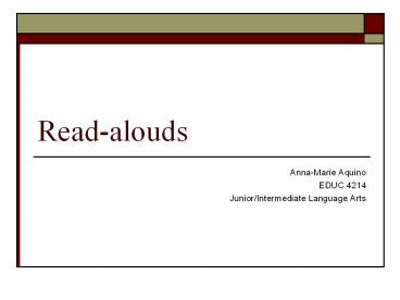 Read-alouds presentation | free to view