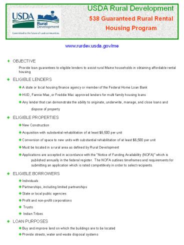USDA Rural Development presentation | free to view