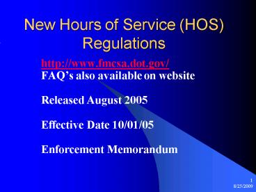 New Hours of Service HOS Regulations presentation | free to view