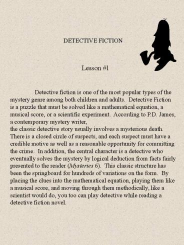 DETECTIVE FICTION presentation | free to view